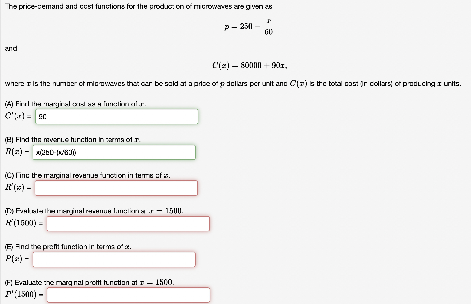 Solved The price-demand and cost functions for the | Chegg.com