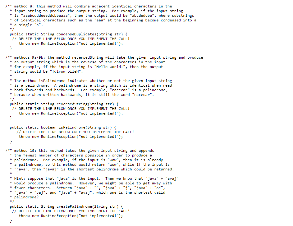 Solved METHOD 8: public static String condenseDuplicates | Chegg.com