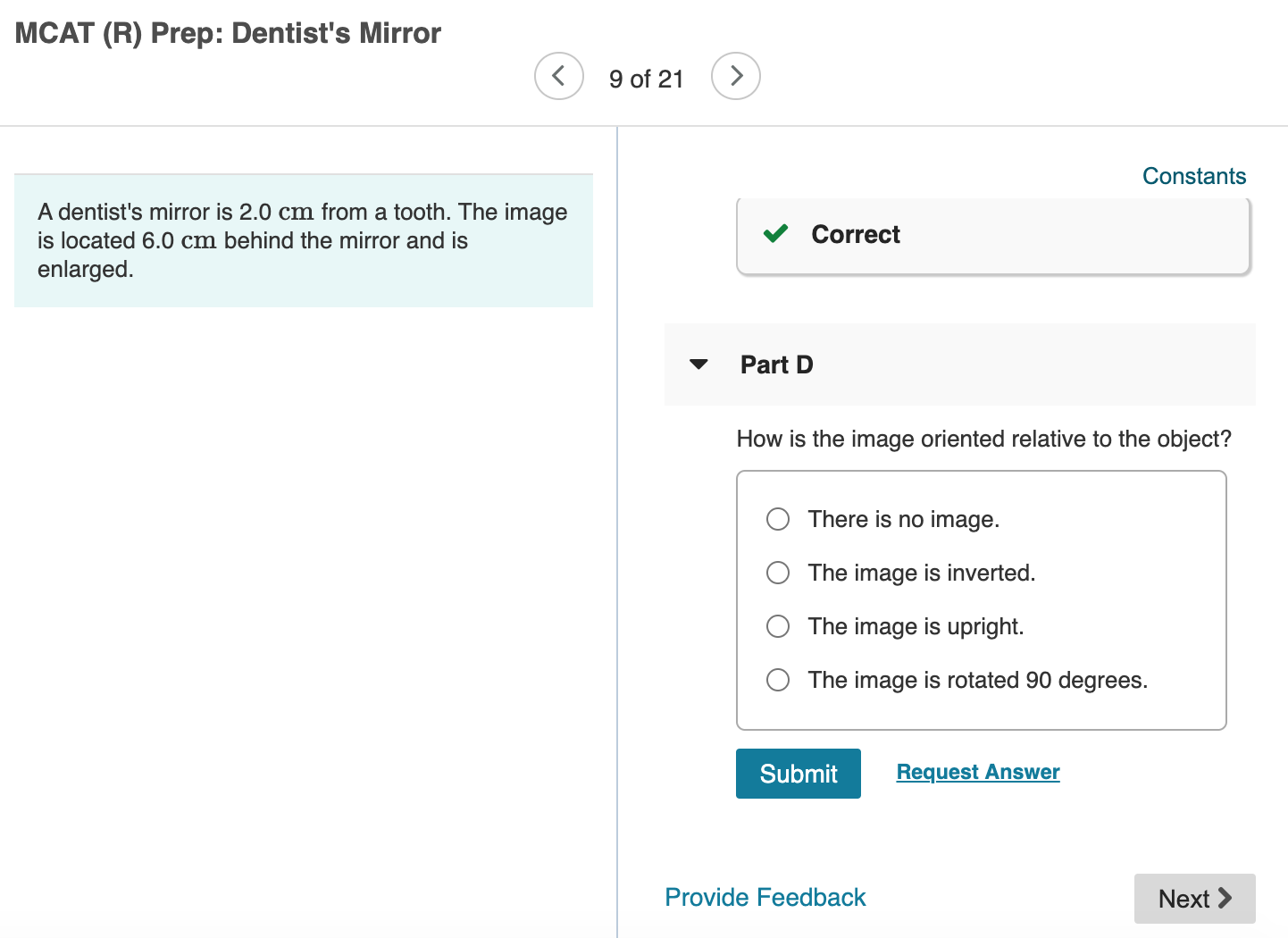 Solved MCAT (R) Prep: Dentist's Mirror
