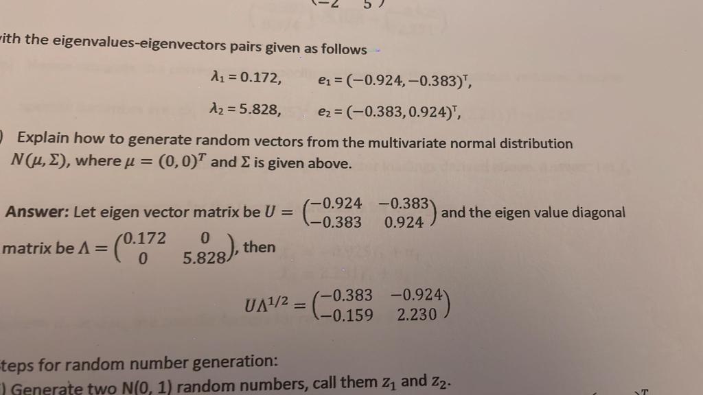 Solved ith the eigenvalues-eigenvectors pairs given as | Chegg.com