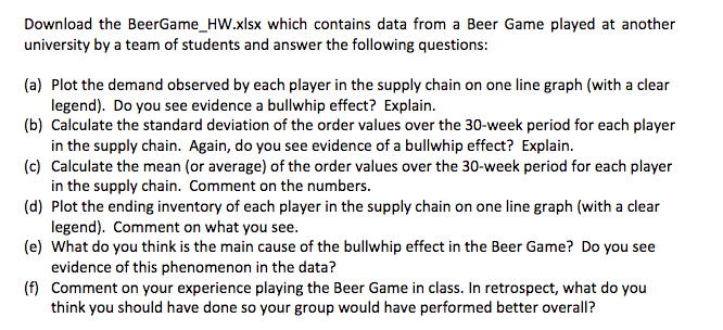 I just attach the screenshot with the beer game xlsx. | Chegg.com