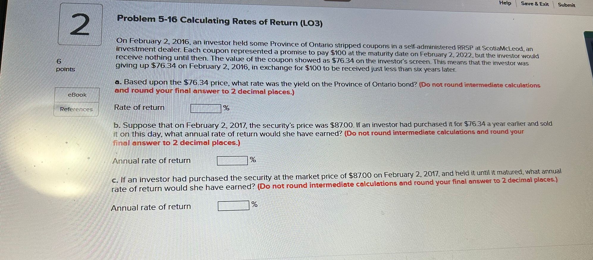 Solved Problem 5-16 Calculating Rates of Return (LO3) On | Chegg.com