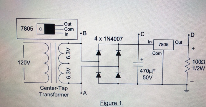 g) How much power is dissipated across the 7805 shown | Chegg.com