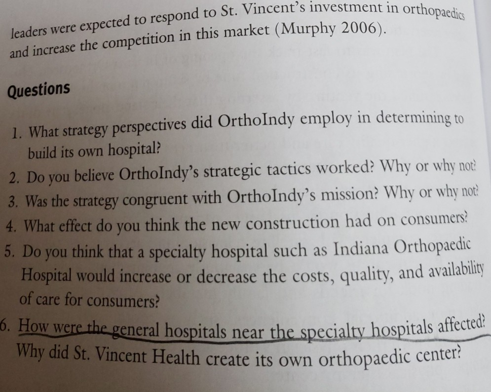 An Orthopedic Group Decides to Construct a Specialty | Chegg.com