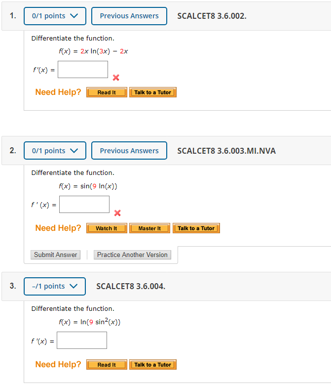 Solved 0/1 points v Previous Answers SCALCET8 3.6.002. | Chegg.com