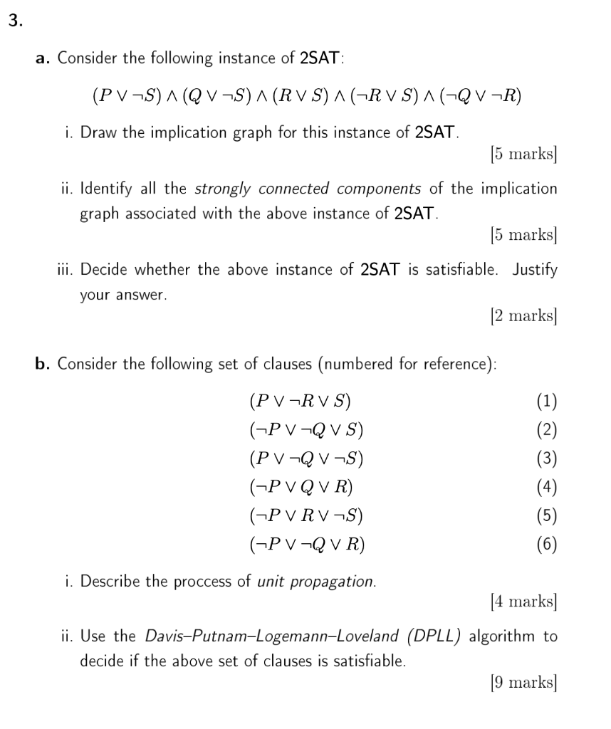 3. a. Consider the following instance of 2SAT: | Chegg.com