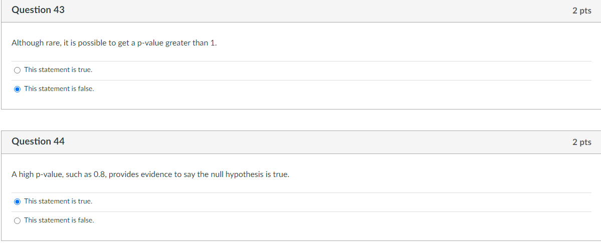 Solved Although rare, it is possible to get a p-value | Chegg.com