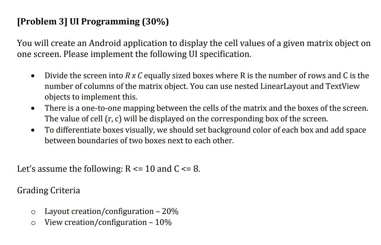 Solved [Problem 3] UI Programming (30%) You will create an | Chegg.com