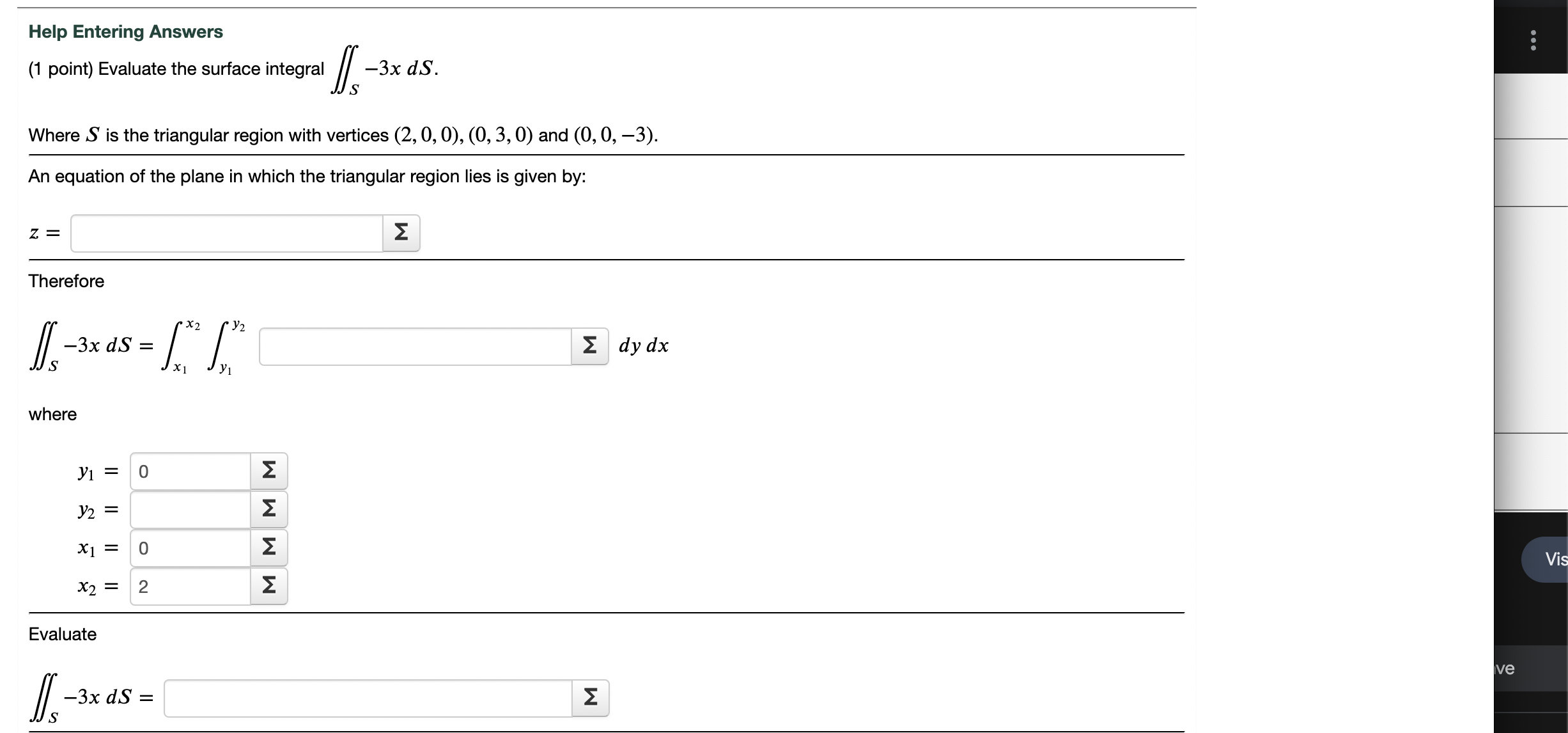 Solved Help Entering Answers (1 point) Evaluate the surface | Chegg.com