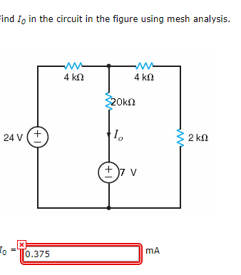 Solved Find to in the circuit in the figure using mesh | Chegg.com