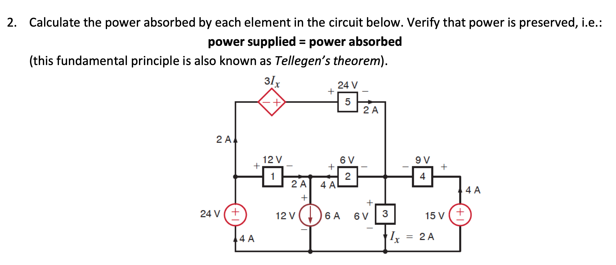 Solved 2. Calculate the power absorbed by each element in | Chegg.com