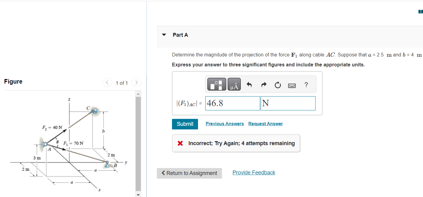 Solved Determine The Magnitude Of The Projection Of The