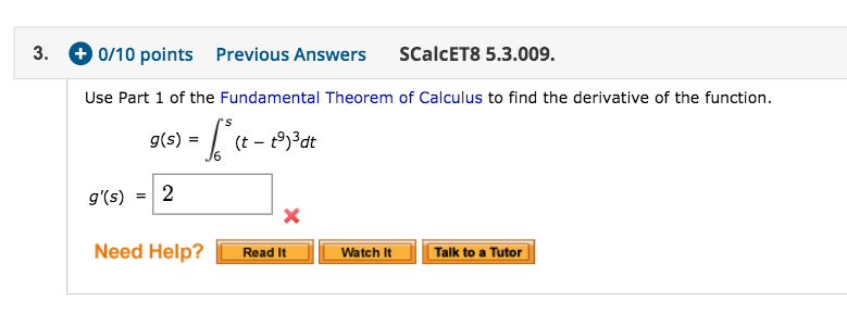 Solved 0/10 pointsPrevious Answers 3. SCalcET8 5.3.009. Use | Chegg.com
