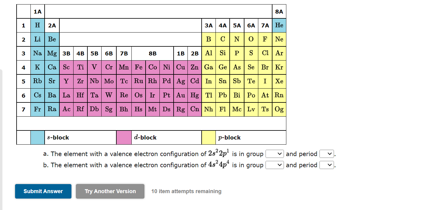 Solved a. The element with a valence electron configuration | Chegg.com