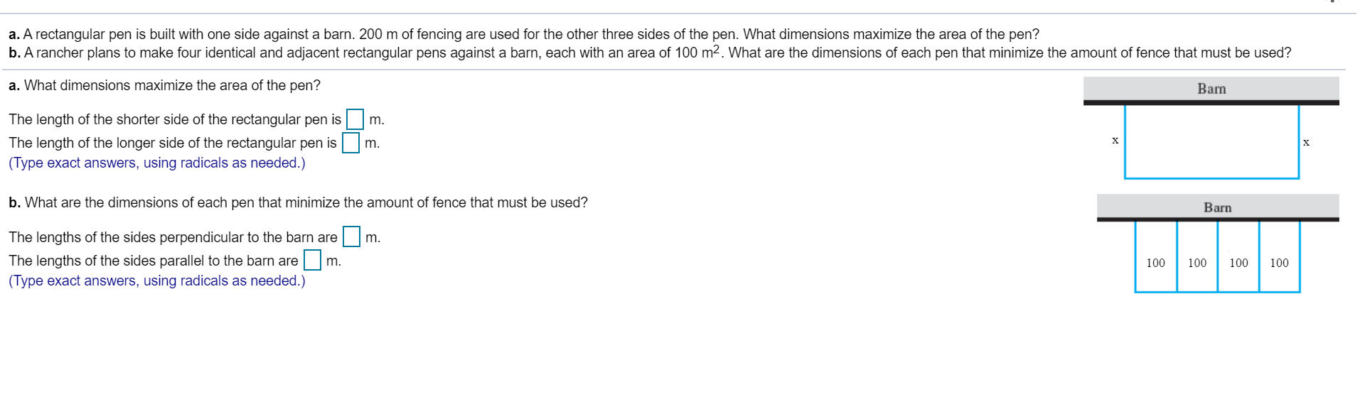 Solved a. A rectangular pen is built with one side against a | Chegg.com