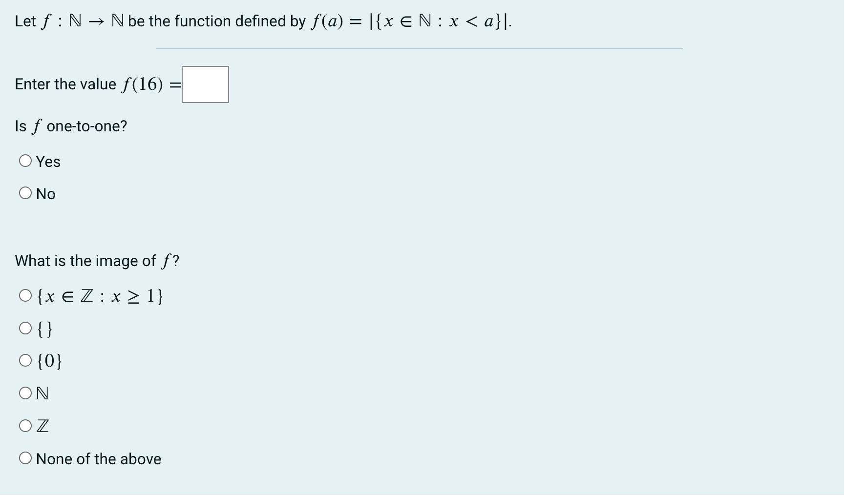 Solved Let f:N→N be the function defined by f(a)=∣{x∈N:x | Chegg.com