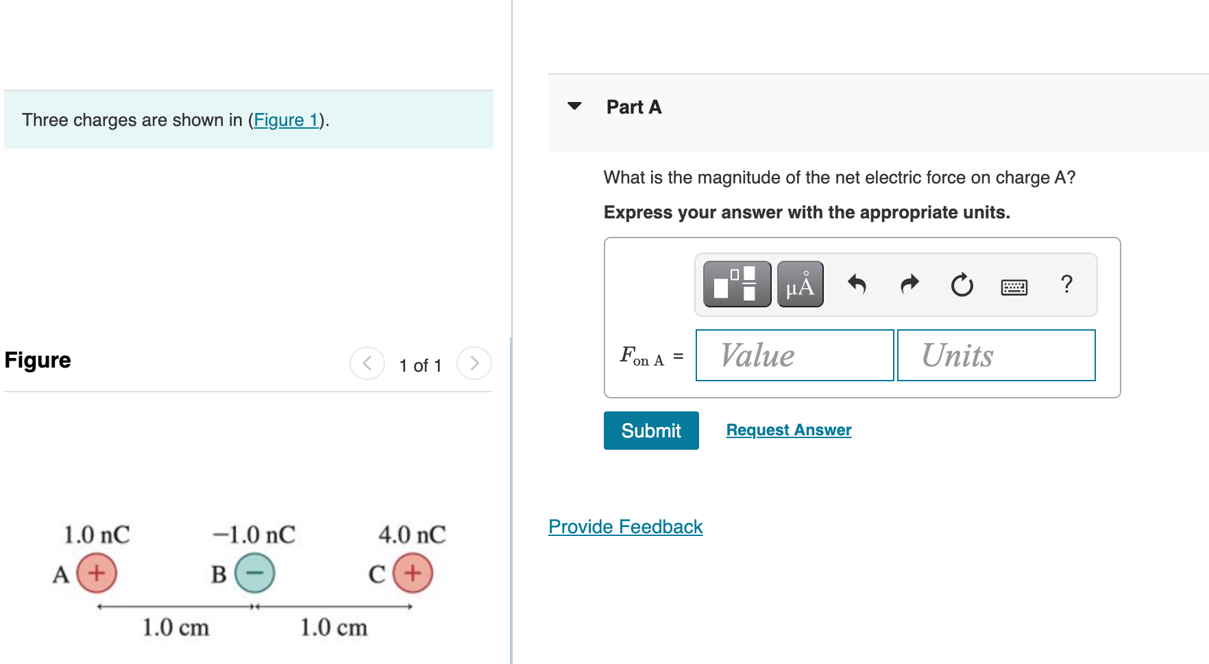 Solved Part A Three charges are shown in (Figure 1). What is | Chegg.com