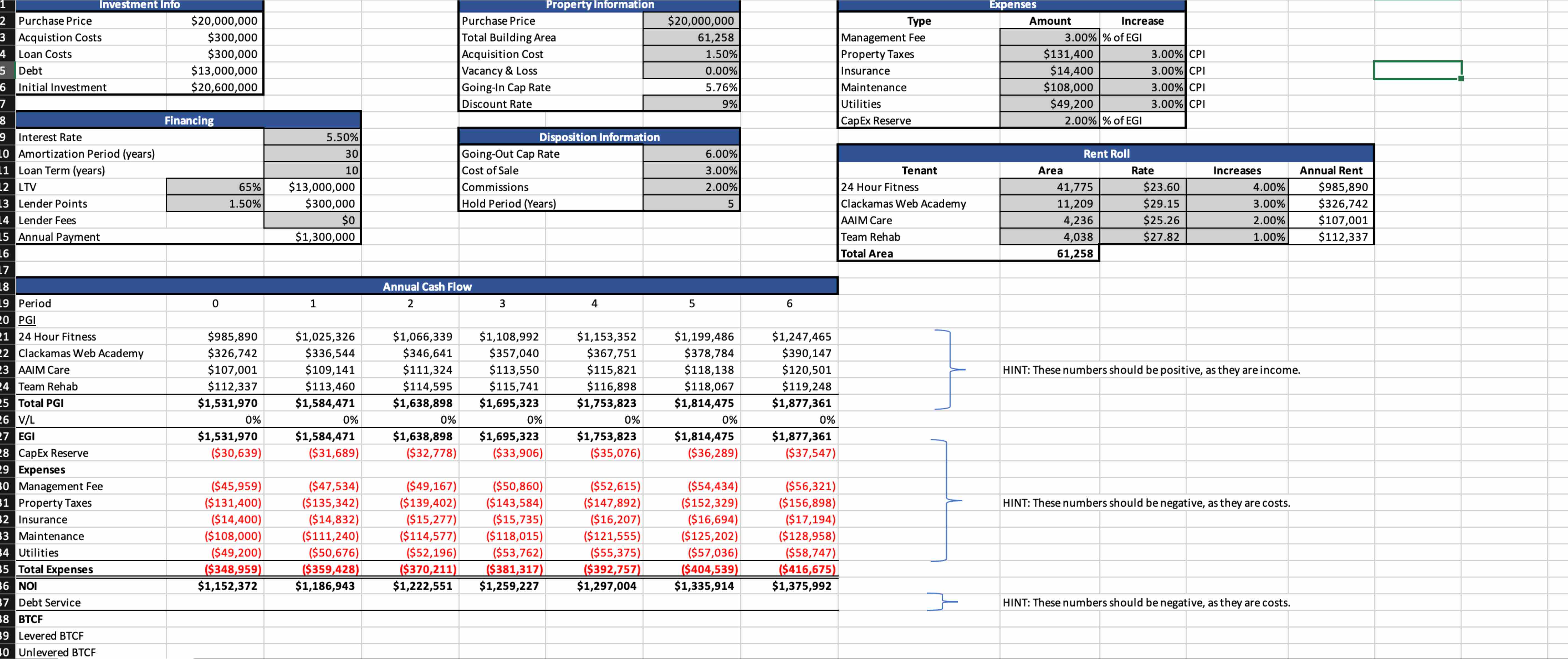 Solved Can you please solve for the Debt Serivce, BTCF, ﻿and | Chegg.com