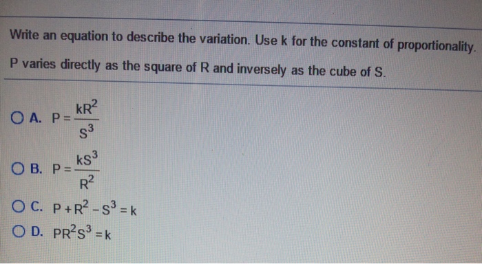 Solved Write An Equation To Describe The Variation Use K