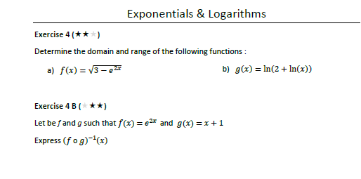 Solved Exponentials & LogarithmsExercise | Chegg.com
