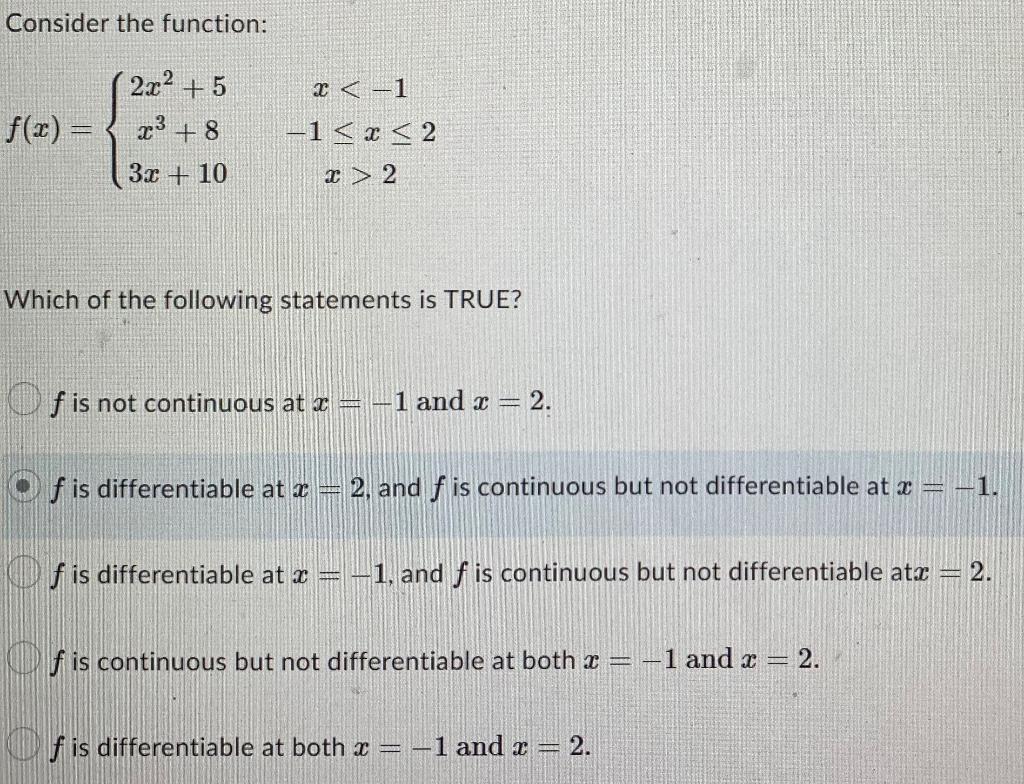 Solved Consider the function f(x)=⎩⎨⎧x2+d16x+cx −4 | Chegg.com