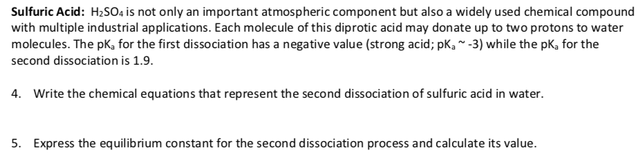 Solved Sulfuric Acid: H2SO4 is not only an important | Chegg.com