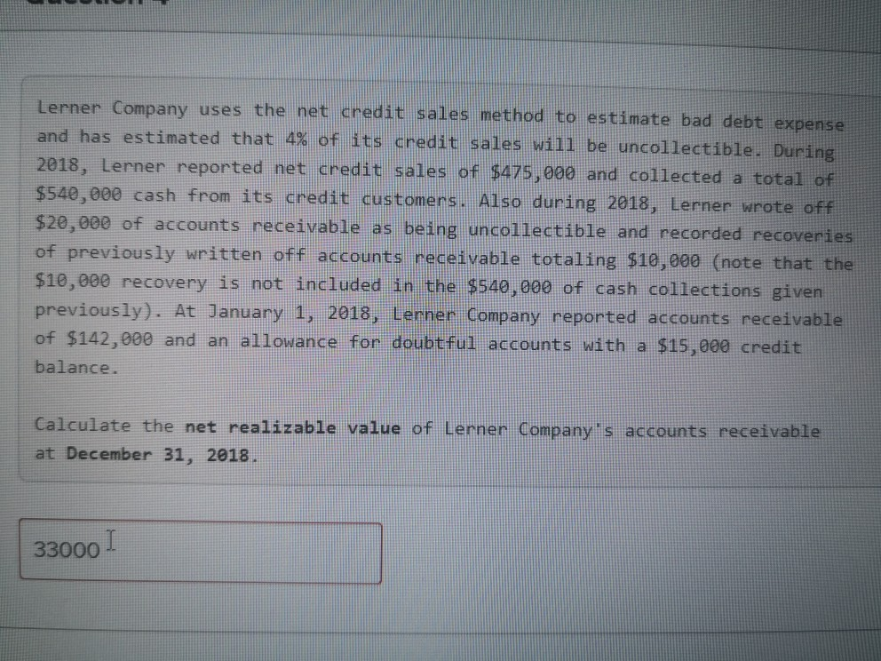 Solved Lerner Company uses the net credit sales method to | Chegg.com