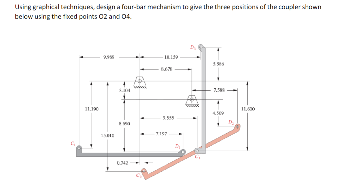 Solved Using graphical techniques, design a four-bar | Chegg.com