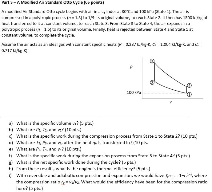 Solved Part 3- A Modified Air Standard Otto Cycle (65 | Chegg.com