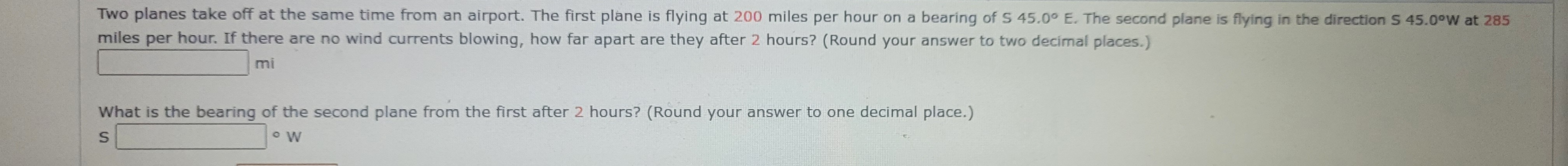 Solved Two planes take off at the same time from an airport. | Chegg.com
