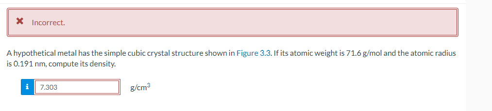 Solved A Hypothetical Metal Has The Simple Cubic Crystal
