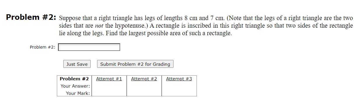 Solved Problem 2 Suppose That A Right Triangle Has Legs Of Chegg