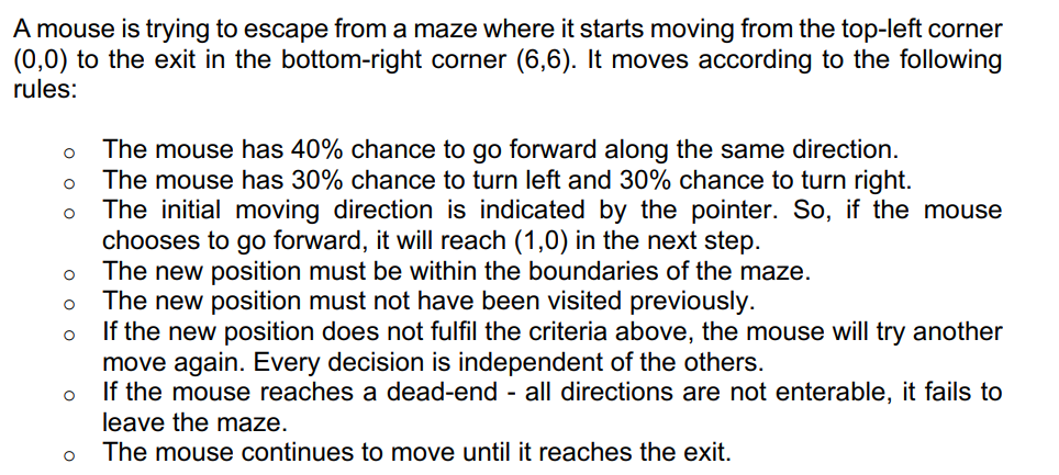 Solved A mouse is trying to escape from a maze where it | Chegg.com