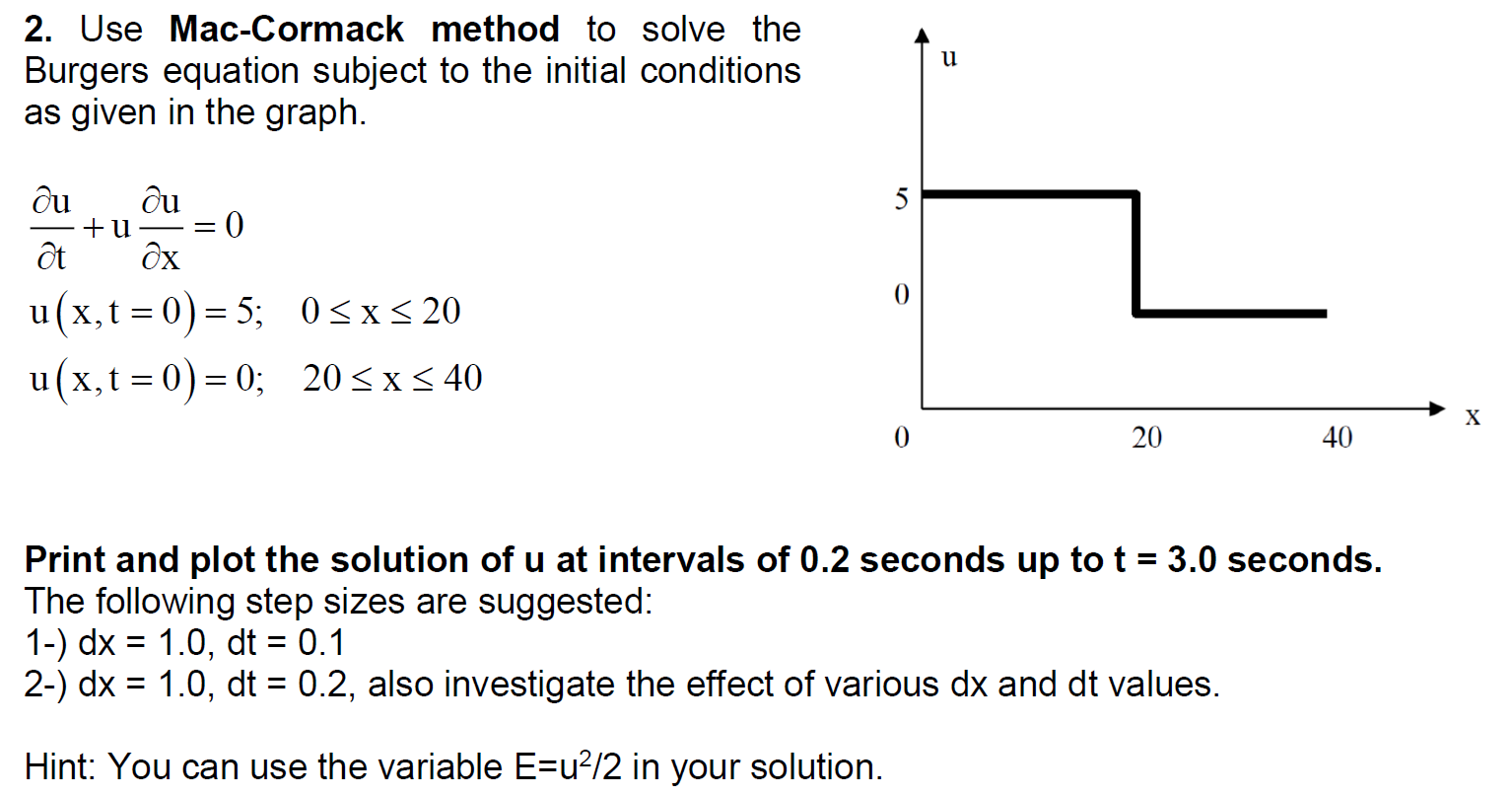 Solved u 2. Use Mac-Cormack method to solve the Burgers | Chegg.com