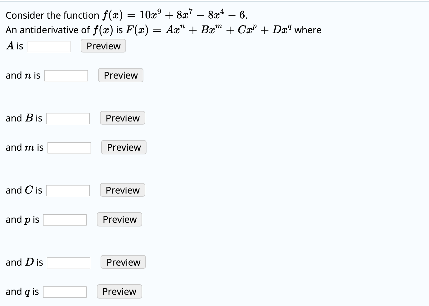 Solved Consider the function f(x) = 4x8 + 5x6 – 9x2 – 6. | Chegg.com