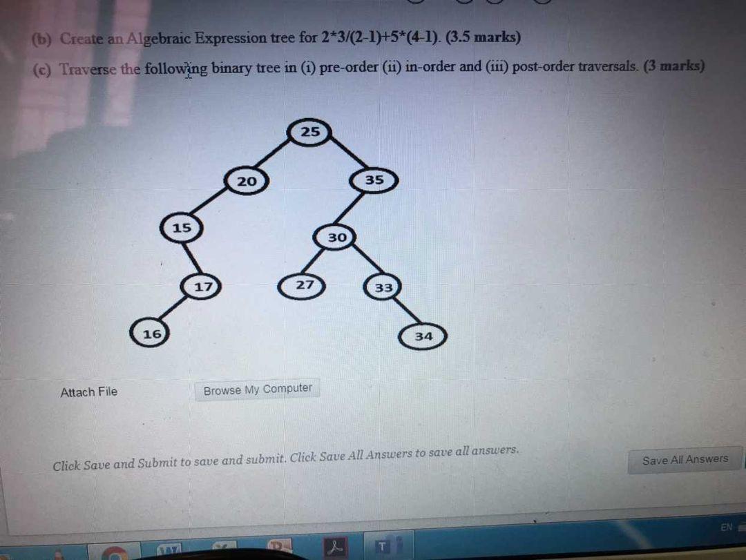Solved (b) Create an Algebraic Expression tree for | Chegg.com