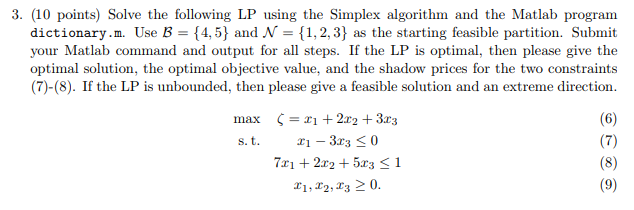 Solved Solve the following LP using the Simplex algorithm | Chegg.com