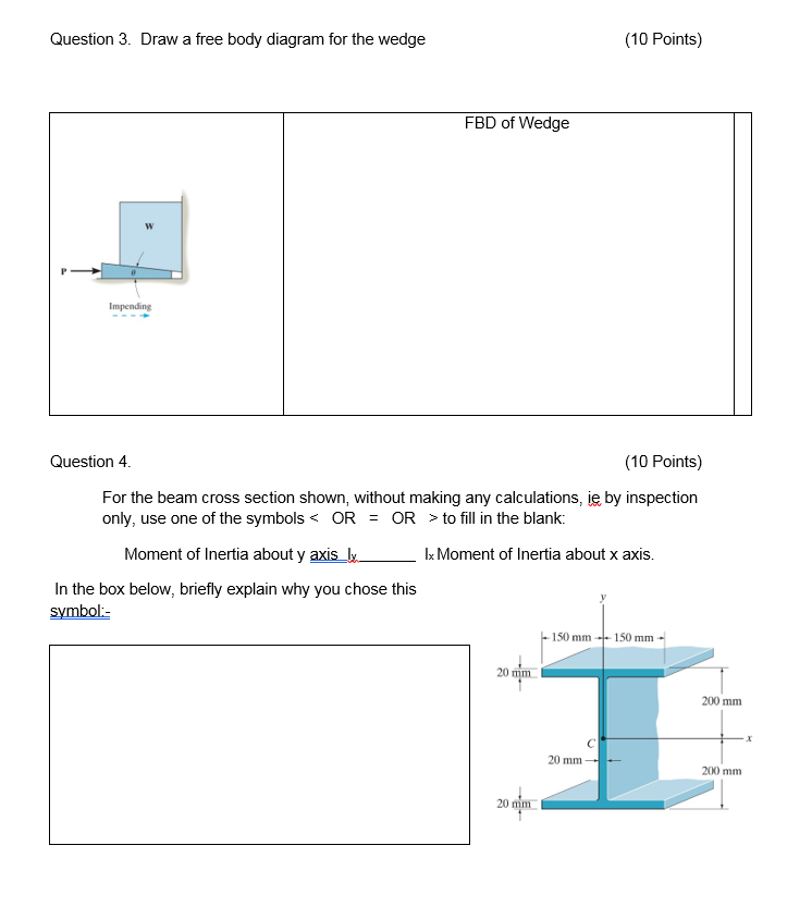 Solved Question 3. Draw a free body diagram for the wedge | Chegg.com