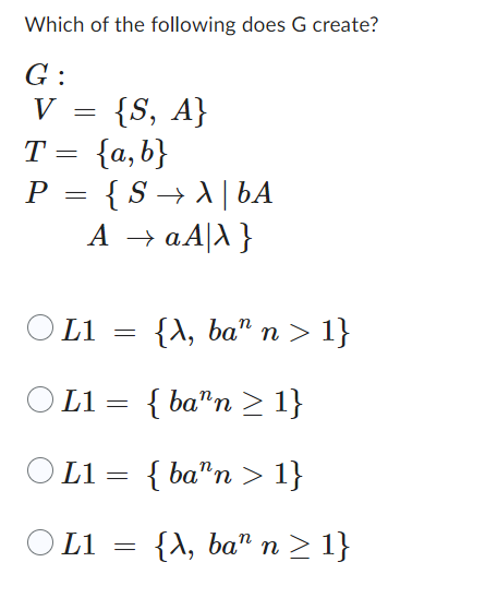 Solved Which of the following does G create? | Chegg.com