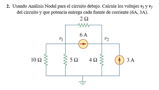 Solved 2. Usando Análisis Nodal para el circuito debajo. | Chegg.com
