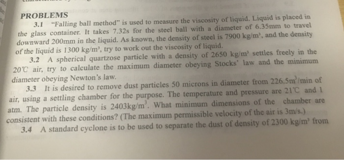 Solved "Falling ball method" is used to measure the | Chegg.com
