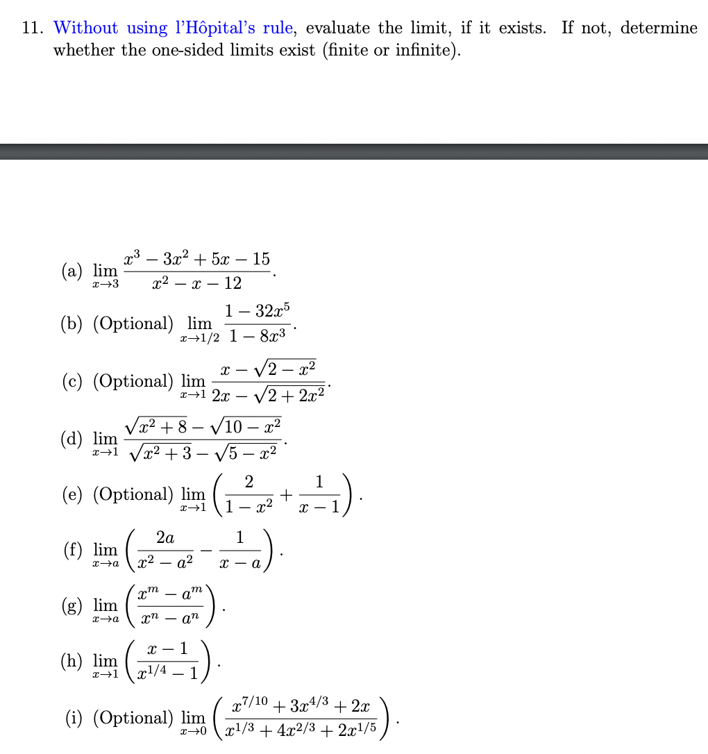 Solved Without using l'Hôpital's ﻿rule, evaluate the | Chegg.com