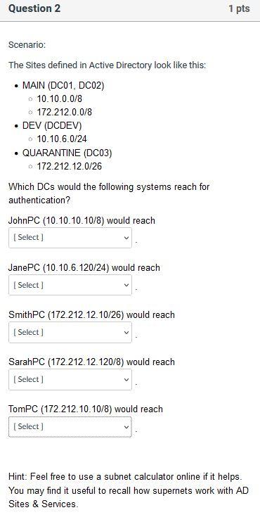 Solved The 3 selectable options for each are DC01 or | Chegg.com