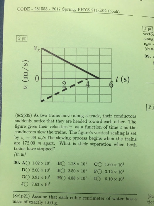 Solved As two trains move along a track, their conductors | Chegg.com