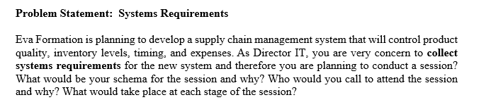 Solved Problem Statement: Systems Requirements Eva Formation | Chegg.com