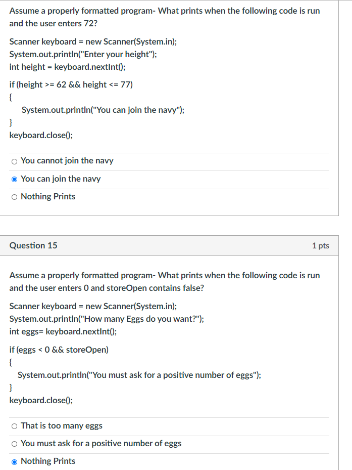 Solved Assume a properly formatted program-What prints when | Chegg.com
