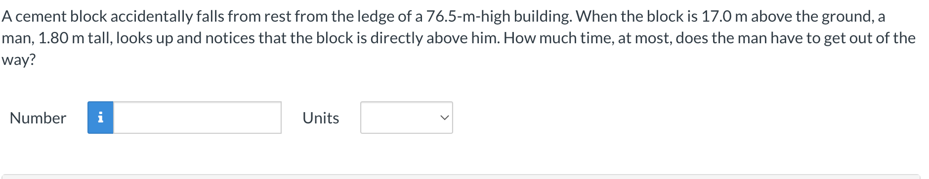 Solved A cement block accidentally falls from rest from the | Chegg.com