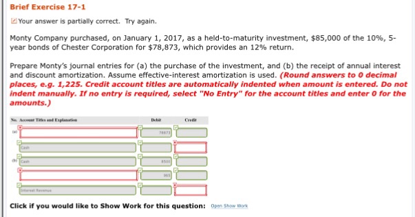 Solved Brief Exercise 17-1 Your answer is partially correct. | Chegg.com