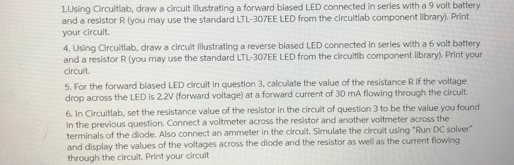 Solved 1.Using Circuitlab, draw a circuit illustrating a | Chegg.com