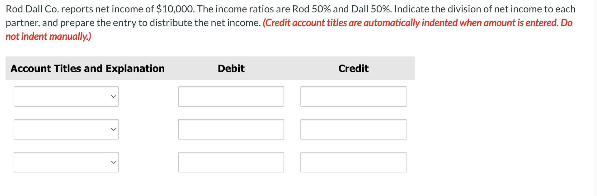 Solved Rod Dall Co. reports net income of $10,000. The | Chegg.com